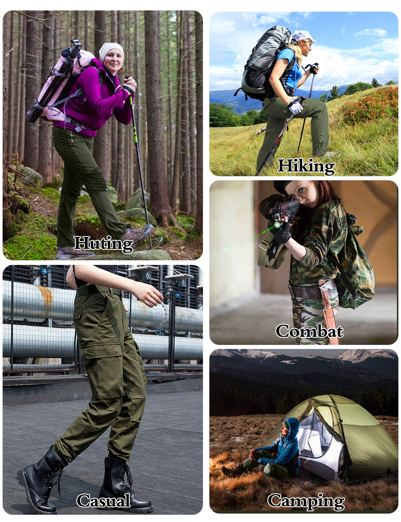 XNMAYA Cargo Pants for Women, Military Army Camo Combat Trousers,Work Camping Hiking Casual Pants with Pockets