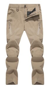 tacvasen men's quick-dry pants water-resistant 8 pockets ripstop hiking pants khaki, 32