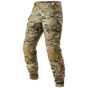 aineeba men's g3 combat pants with knee pads tactical outdoor military multi camouflage paintball airsoft hunting mc 32w/31l