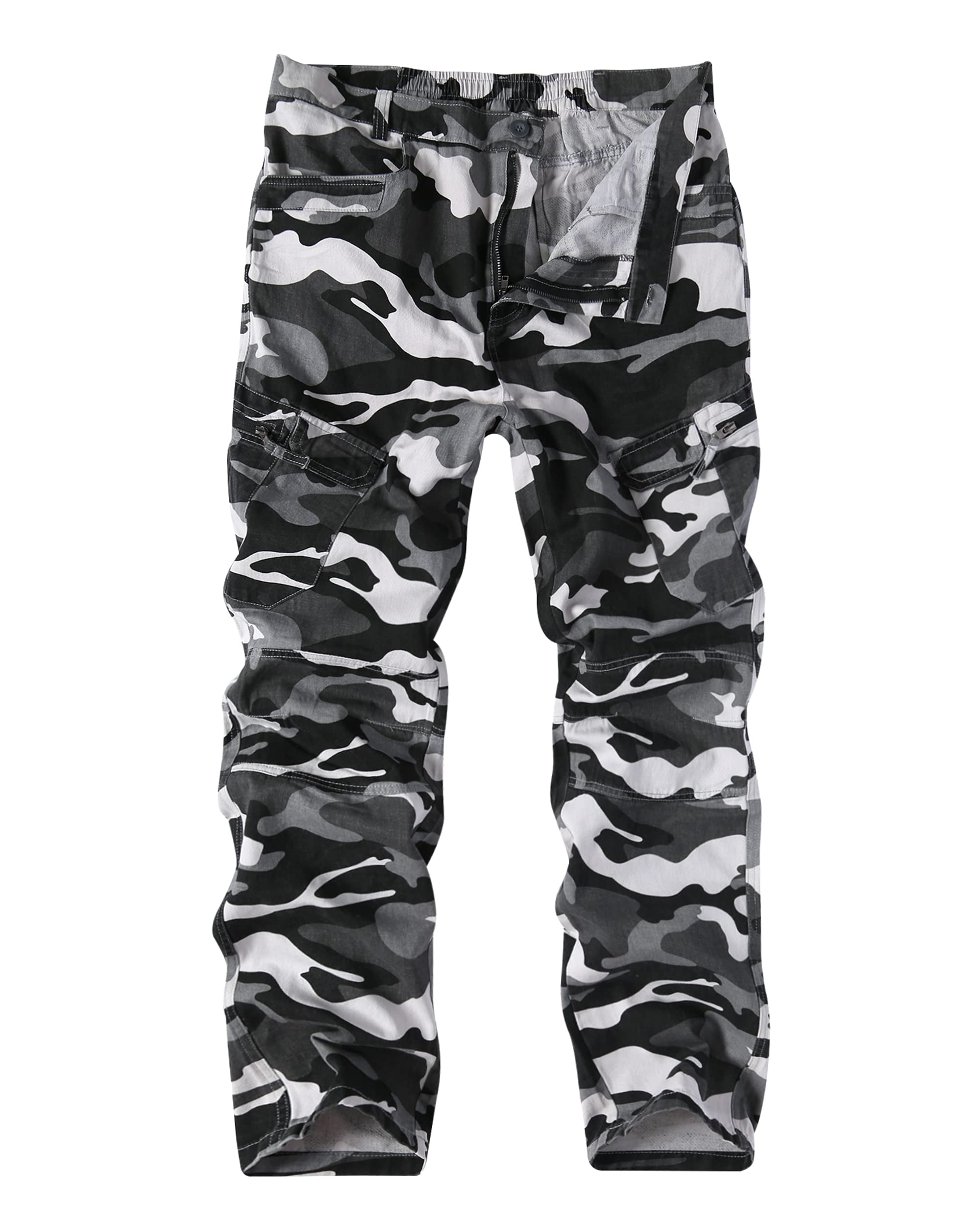 APTRO Men's Cargo Pants Camo Casual Work Military Tactical Pants Gray Camo 34