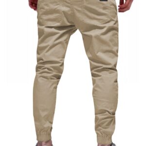 JMIERR Mens Casual Joggers Pants - Cotton Drawstring Chino Cargo Pants Hiking Outdoor Twill Track Jogging Sweatpants Jogger Work Pants with Pockets for Men, US 40(2XL), A Khaki