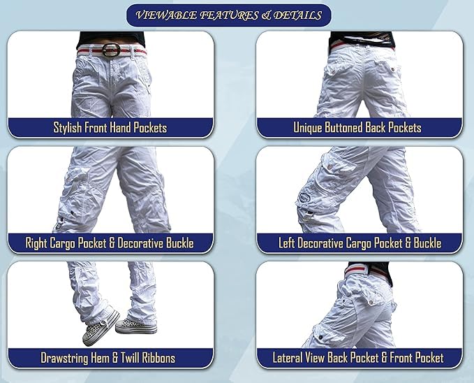 SKYLINEWEARS Women’s 100% Cotton Tactical Pant Camping Hiking Army Cargo Combat Trouser Multi Pockets Utility Work Pants White XXL