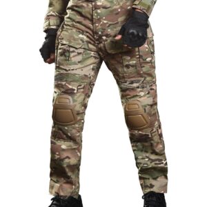 G3 Combat Pant with Knee Pads Tactical Pants Airsoft Multicam Camo Clothes Rip-Stop Paintball Hunting Trousers (Cp)