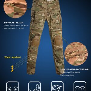 G3 Combat Pant with Knee Pads Tactical Pants Airsoft Multicam Camo Clothes Rip-Stop Paintball Hunting Trousers (Cp)