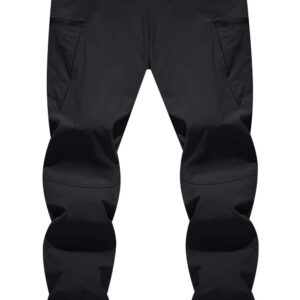 TACVASEN Men's Hiking Pants Quick-Dry Water-Resistant Reinforced Knees Pants Black, 30