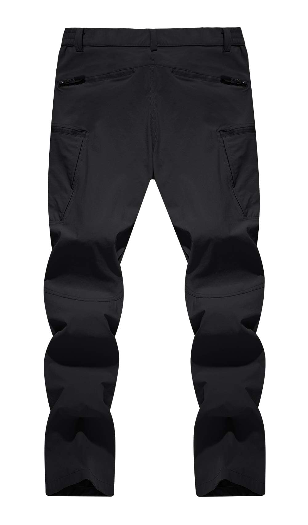 TACVASEN Men's Hiking Pants Quick-Dry Water-Resistant Reinforced Knees Pants Black, 30