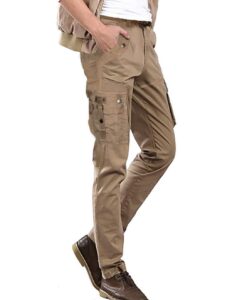 ethanol men's relaxed cargo pants with 6 big pockets casual work combat trousers aplc44098 khk 38