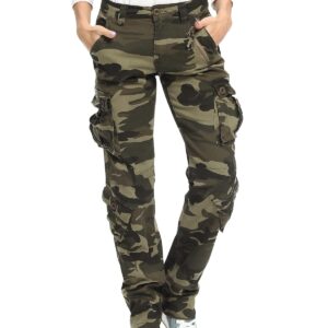 Women's Cotton Casual Military Army Cargo Combat Work Pants with 8 Pocket Camo 169-16