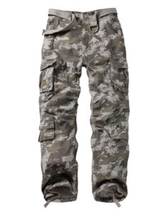 vatoony wild cargo pants, casual work pants, military army camo pants, combat hiking pants with 8 pockets(no belt) 3357 water spray camo 38