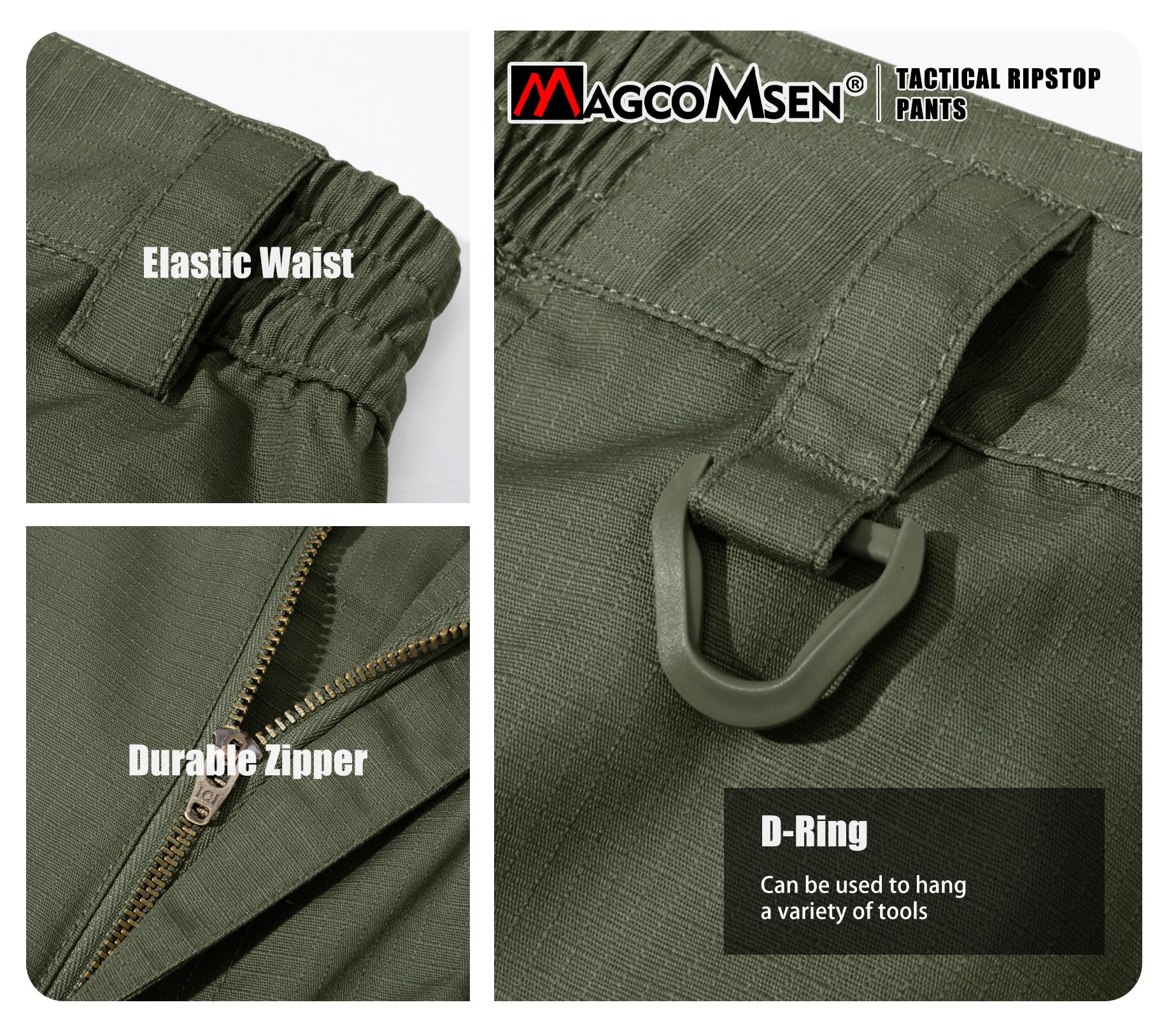 MAGCOMSEN Mens Cargo Pants Tactical Pants with Pockets Quick Dry Fishing Pants Lightweight Breathable Pants Mountain Pant for Men Green