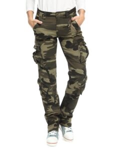 ochenta camouflage cargo pants for women stretch combat tactical army military casual work travel with 8 pockets camo 169 size 4