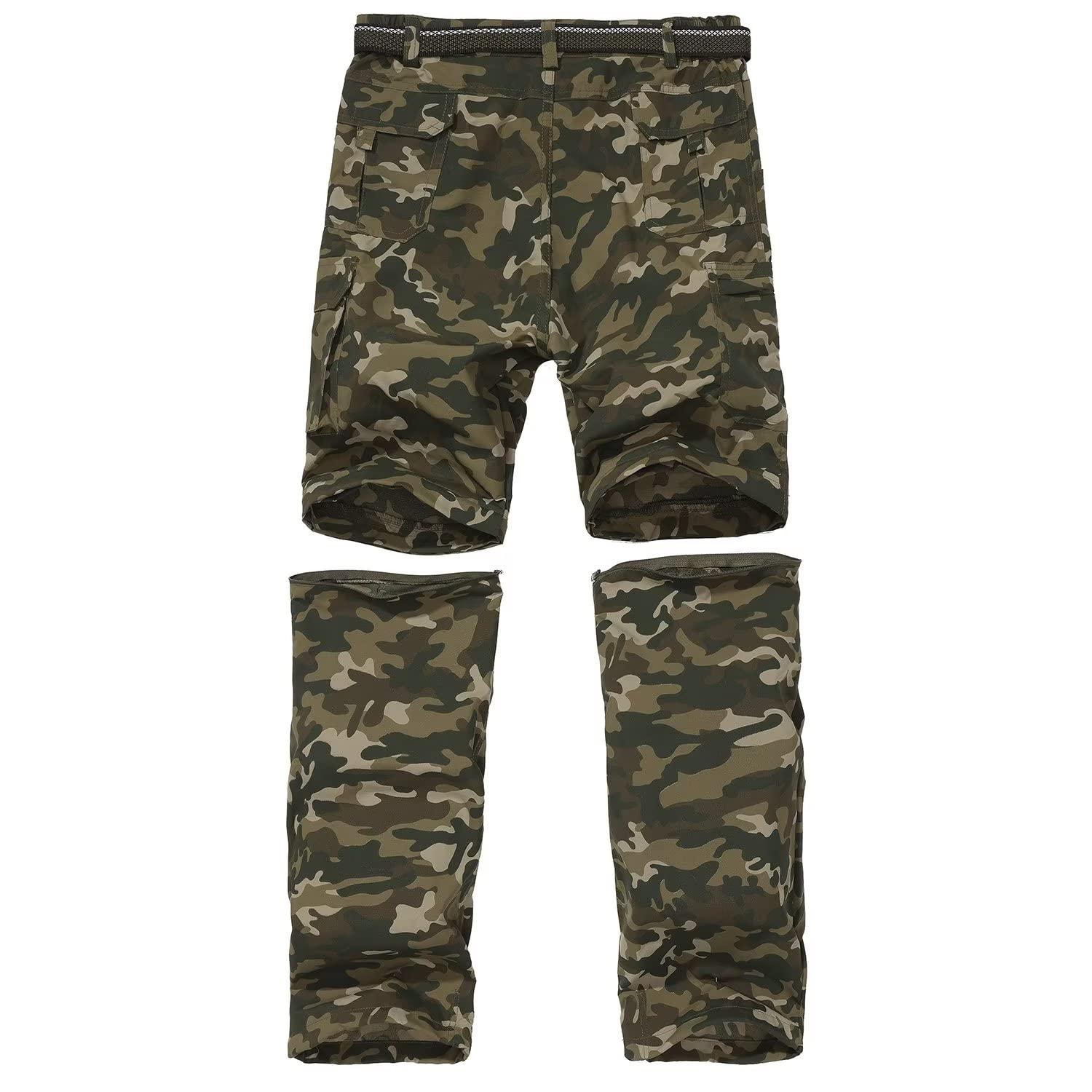 JOMLUN Boy’s Scout Pants Convertible Hiking Quick Dry Zip Off Pants Outdoor Climbing Casual Trouser Kids Youth Cargo Pants Camo Green