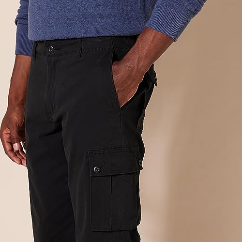 Amazon Essentials Men's Straight-Fit Stretch Cargo Pant (Available in Big & Tall), Black, 28W x 32L