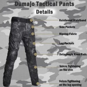 Dumajo Men's Tactical Military Pants Slim Fit Airsoft Combat Pant with Knee Pads-Black Camouflage,Size 36