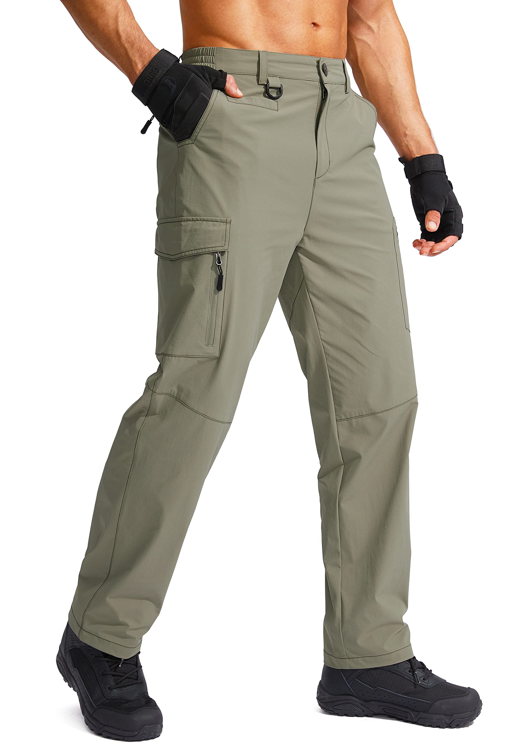 Men's Hiking Cargo Pants Water Resistant Quick Dry Lightweight Outdoor Tactical Pants for Men with Multi Pocket (Sage, M)