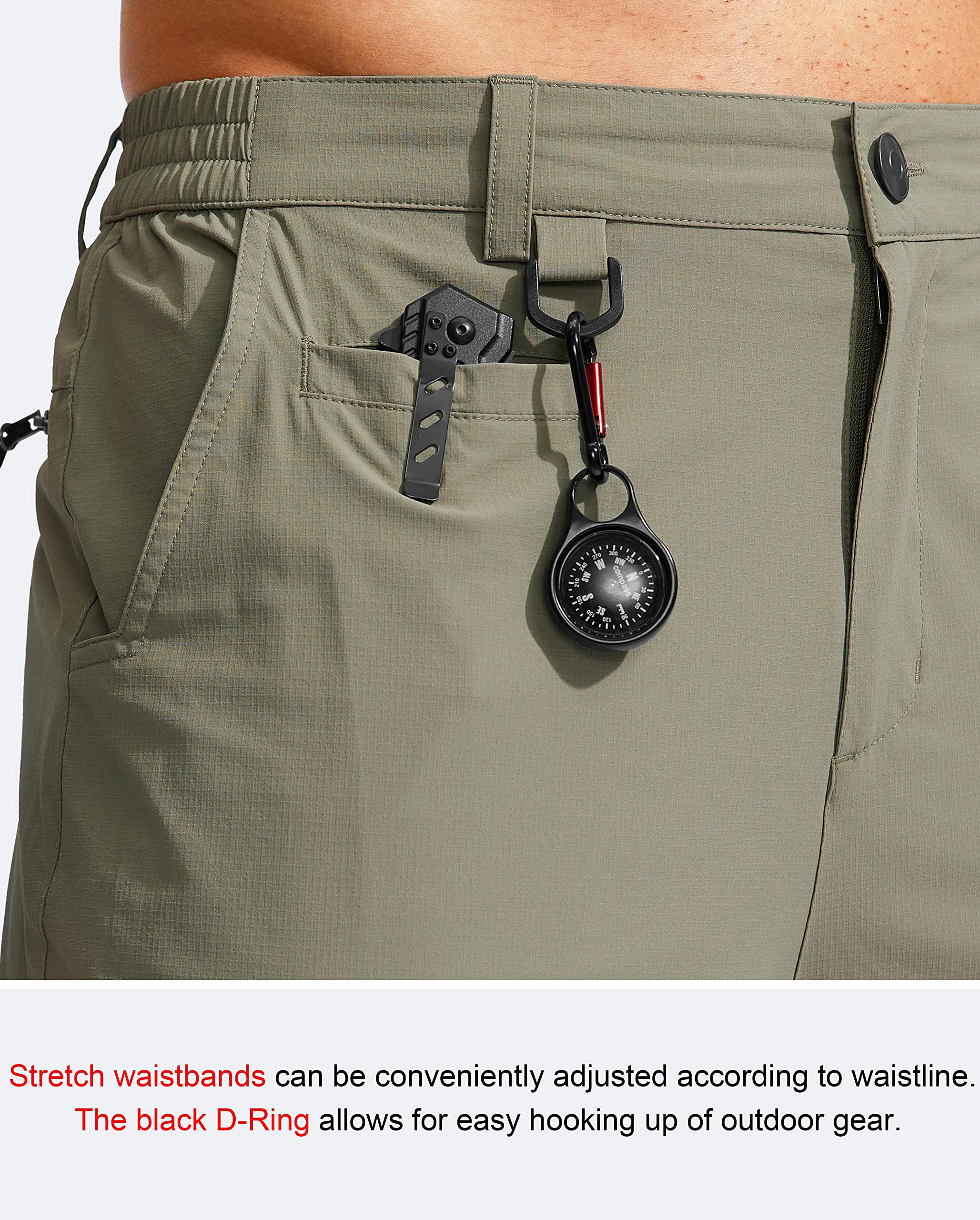 Men's Hiking Cargo Pants Water Resistant Quick Dry Lightweight Outdoor Tactical Pants for Men with Multi Pocket (Sage, M)