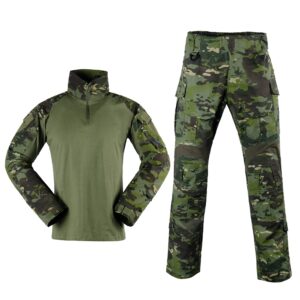 sinairsoft tactical combat pants shirt us army military paintball bdu gen3 uniform rapid assault sleeve slim fit long sleeve top uniform (multicam tropic, medium)