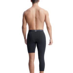 The New Men's Basketball Single Leg Tight Sports Pants 3/4 One Leg Compression Pants Athletic Base Layer Underwear (Large, Black-1)