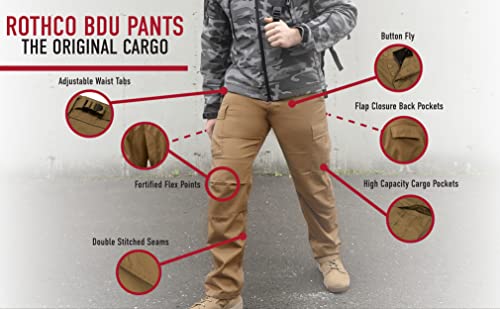 Rothco Tactical BDU Pants - Rugged Outdoor Hiking Cargos Comfortable Uniform Pant – Coyote Brown - M