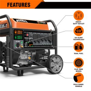 GENMAX Dual Fuel Portable Generator 12000 Watt Gas or Propane Powered Electric Start-Home Back Up, EPA Compliant