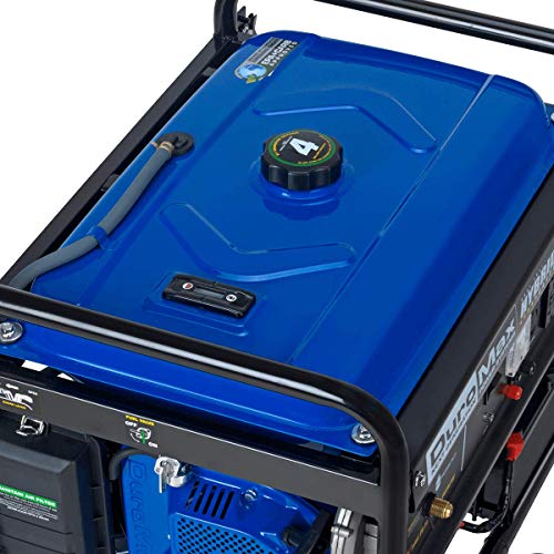 DuroMax XP4400EH Dual Fuel Portable Generator-4400 Watt Gas or Propane Powered Electric Start-Camping & RV Ready, 50 State Approved, Blue and Black