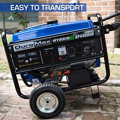 DuroMax XP4400EH Dual Fuel Portable Generator-4400 Watt Gas or Propane Powered Electric Start-Camping & RV Ready, 50 State Approved, Blue and Black