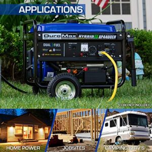 DuroMax XP4400EH Dual Fuel Portable Generator-4400 Watt Gas or Propane Powered Electric Start-Camping & RV Ready, 50 State Approved, Blue and Black