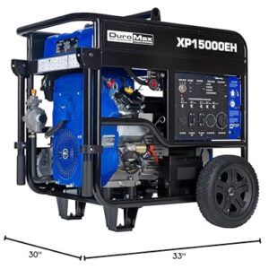 DuroMax XP15000EH Dual Fuel Portable Generator-15000 Watt Gas or Propane Powered Electric Start-Home Back Up & RV Ready, 50 State Approved, Blue and Black