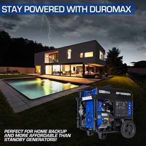 DuroMax XP15000EH Dual Fuel Portable Generator-15000 Watt Gas or Propane Powered Electric Start-Home Back Up & RV Ready, 50 State Approved, Blue and Black