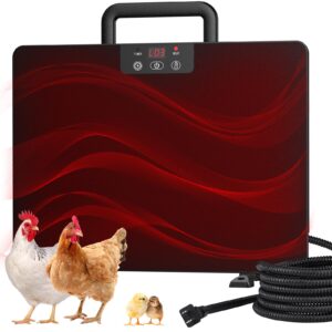 kesfitt chicken coop heater,radiant heat panel with handle,5 timing setting and 3 temperature levels,100/200 watts energy efficient safer than brooder lamp,3 installation style