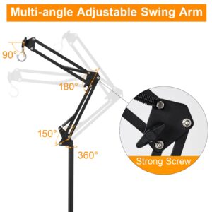 DXOVEEN Reptile Lamp Stand Reptile Heat Lamp Stand (15.7inch to 74.3inch) with 360° Adjustable Swing Arm, Reptile Light Stand for Bearded Dragon Turtles Snake and Chicks