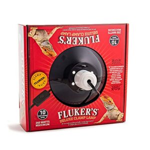 Fluker's Repta-Clamp Lamp, Heavy Duty Clamp Light For Reptile Tanks and Terrariums, UL/CUL Approved, Great for Reptile Basking, 250-Watt Maximum with On/Off Switch, 10"