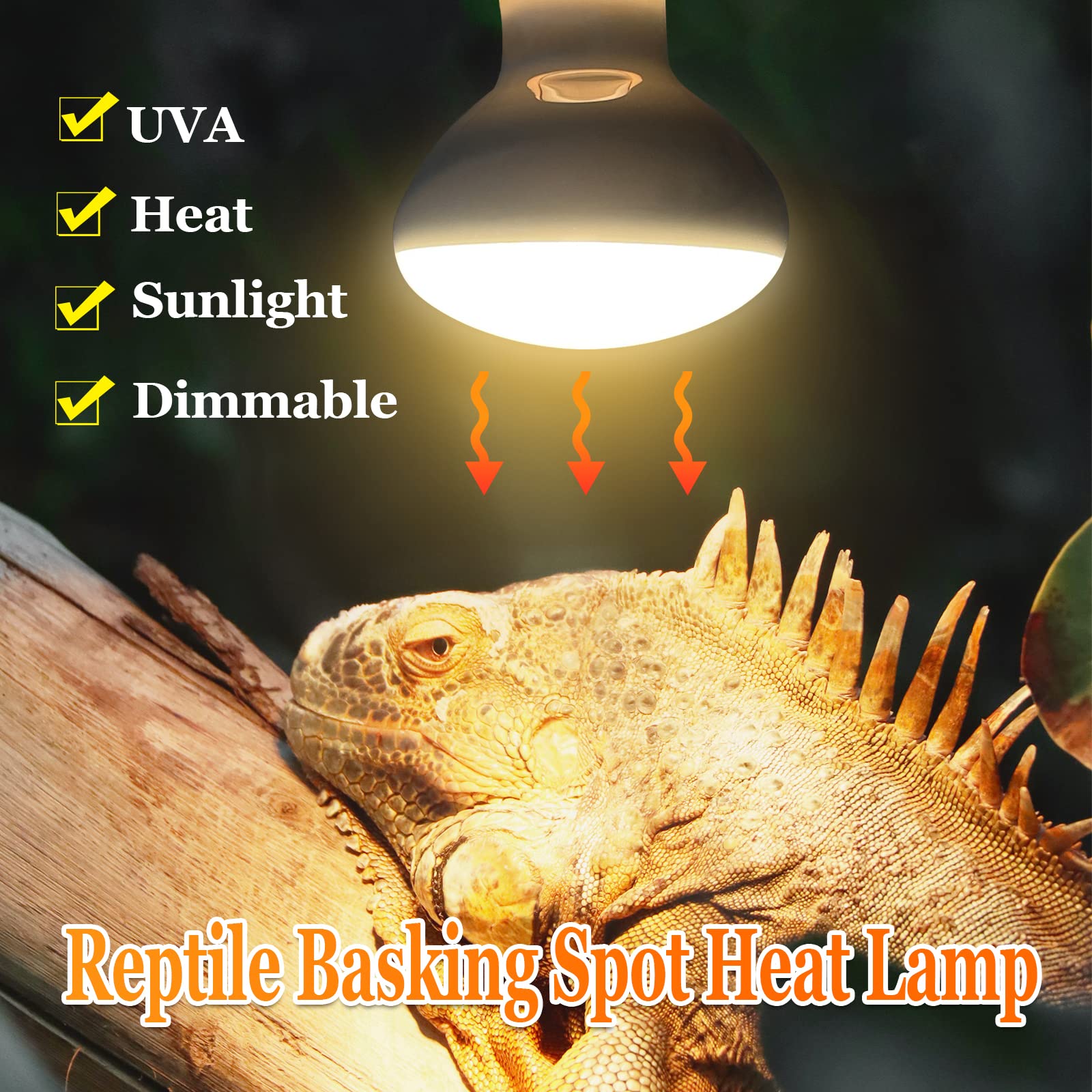 MIXJOY 4 Pack 100W Reptile Heat Lamp, Upgraded UVA Daylight Basking Spot Heat Bulb, Amphibians Basking Heat Lamp Bulbs, Heat Lamp Bulbs for Reptiles, Turtle, Lizard, Tortoise, Bearded Dragon