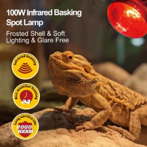 REPTI ZOO 100W Reptile Heat Lamp Bulbs Combo, Upgraded 2 Pack Day & Night Basking Spot Light, UVA Daylight Heating Lamp & Infrared Heat Lamp for Reptiles & Amphibians