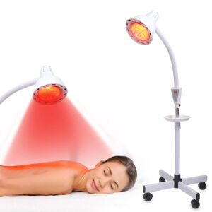 lhcyldq infrared light,275w red near infrared heat lamp for relieve joint pain and muscle aches,adjustable red light standing lamp set(white)