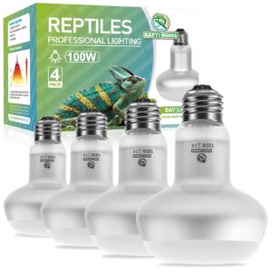 repti home reptile heat lamp bulbs intense 100w 4 pack, reptiles & amphibians uva basking spot lamp bulb,simulate natural sunlight reptile daylight heat bulb for bearded dragon, snake