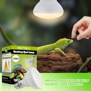 LUCKY HERP Heat Lamp Bulbs - 150W Reptile Heat Lamp 1 Pack, Daylight Basking Heat Lamp Bulbs for Reptile, UVA Heat Light Bulb for Reptiles, Amphibians, Bearded Dragons, Lizards, Turtles, Chickens