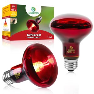 repti home infrared reptile heat lamp bulbs,2 pcs 100w reptiles & amphibians infrared basking spot lamp bulb, red heat emitter light for chickens coop