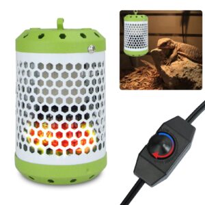 magoog ceramic heat lamp bulb with lampshade, reptile heat lamp with guard, adjustable heat lamp from 0-100w, reptile heat lamp for bearded dragon, turtle, snake, no light only heat(small)