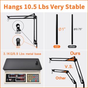 82" Reptile Dual Lamp Stand with Two 16" Hooks, Hang 10.5 Lbs Very Stable, Reptile Heat Light Stand with 6.9 Lbs Metal Base, Height Adjustable from 15" to 82", Tablet Floor Stand