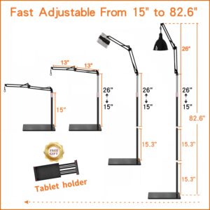 82" Reptile Dual Lamp Stand with Two 16" Hooks, Hang 10.5 Lbs Very Stable, Reptile Heat Light Stand with 6.9 Lbs Metal Base, Height Adjustable from 15" to 82", Tablet Floor Stand