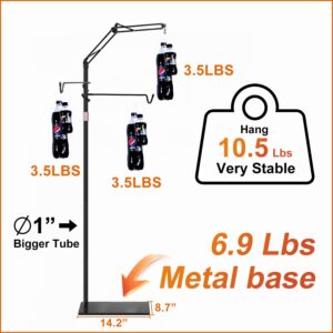 82" Reptile Dual Lamp Stand with Two 16" Hooks, Hang 10.5 Lbs Very Stable, Reptile Heat Light Stand with 6.9 Lbs Metal Base, Height Adjustable from 15" to 82", Tablet Floor Stand