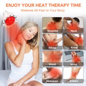 HABEWLU Infrared Light Red Heat Lamp 275W Near Red Infrared Heat Lamp for Relieve Joint Pain and Muscle Aches Body, Standing Heat Lamp with 10 Heat Setting 5-60 min Timer