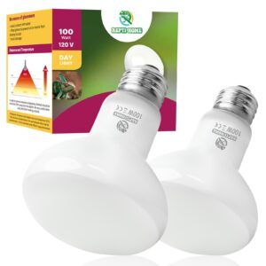 repti home reptile heat lamp bulbs, simulate natural sunlight heat light bulb, 2 pack 100w amphibian terrarium basking spot lamp for reptile, bearded dragon, lizard, turtle, snake