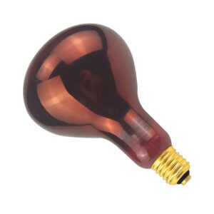 BONGBADA Food Heat Lamps R40 Full Roasted Red Glass Lamp Bulb for Catering Restaurant Kitchen Reptiles Pet,Physiotherapy Heating Use E26 Base, Flood Light Heat Lamp Bulb (250W, Full Roasted Red)