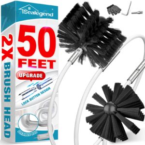 sealegend 50 feet dryer vent cleaner kit double synthetic brush head upgraded flexible quick snap brush with drill attachment extend up to 50 feet for easy cleaning use with or without a power drill