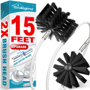 sealegend 15 feet dryer vent cleaner kit double synthetic brush head upgraded flexible quick snap brush with drill attachment extend up to 15 feet for easy cleaning use with or without a power drill