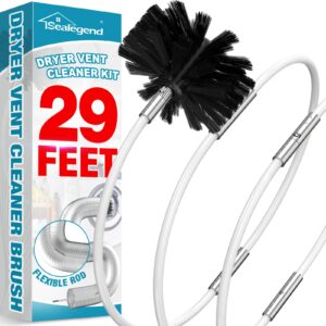 sealegend 29 feet dryer vent cleaner kit double synthetic brush head upgraded flexible quick snap brush with drill attachment extend up to 29 feet for easy cleaning use with or without a power drill