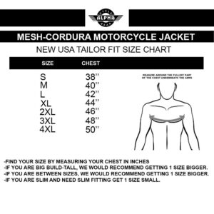 ALPHA CYCLE GEAR BREATHABLE BIKERS RIDING PROTECTION MOTORCYCLE JACKET MESH CE ARMORED (BLACK WIND, XXX-LARGE)