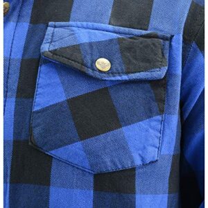 Milwaukee Leather MPM1634 Men's Plaid Flannel Biker Shirt with CE Approved Armor - Reinforced w/Aramid Fiber - 4X Blue